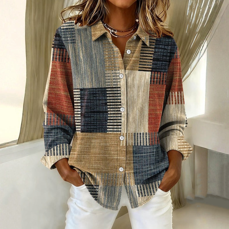 Velora™ | Vintage Color-Block Blouse – NAVIOR